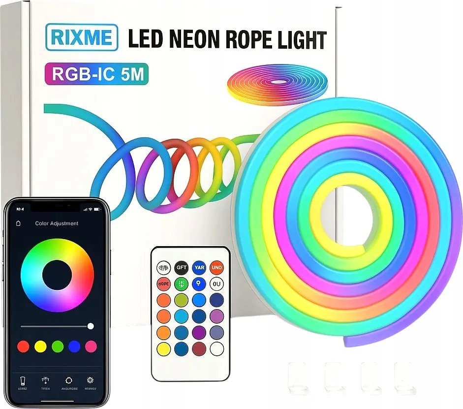 Neon Led Flex 5V DC Bluetooth aplikace 5 m Hudební Led pásek Rgb-ic