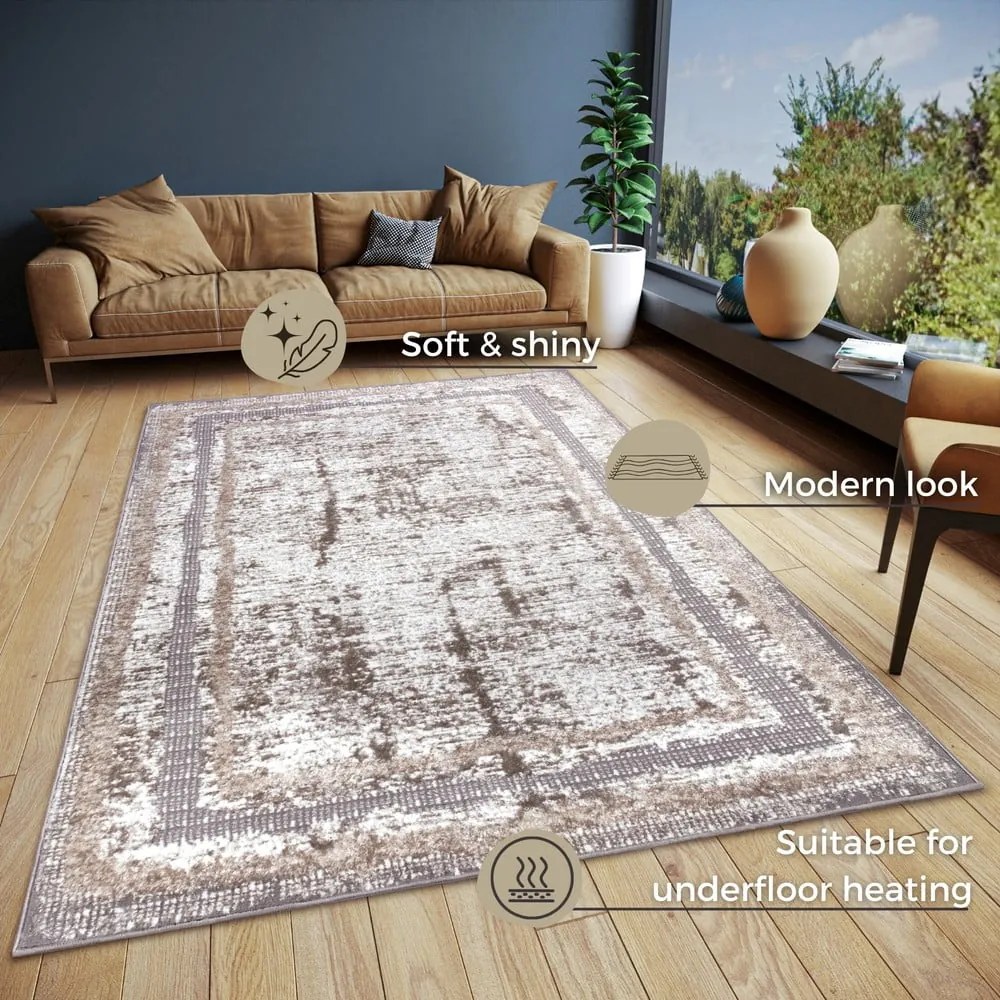 Koberec v béžovo-stříbrné barvě 57x90 cm Shine Classic – Hanse Home