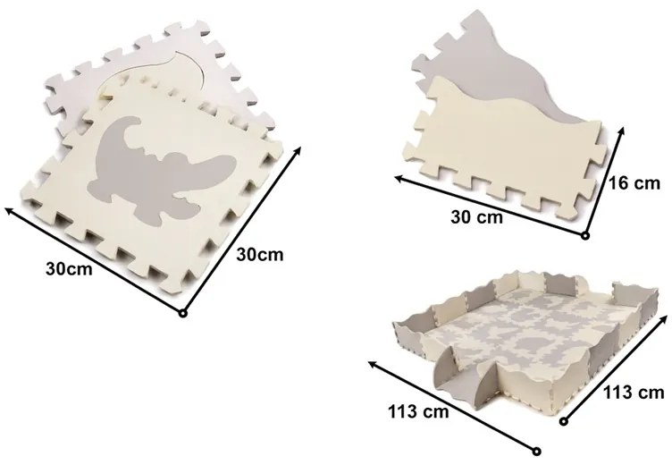 Kontrastní béžové pěnové puzzle se zvířátky, 36 dílků