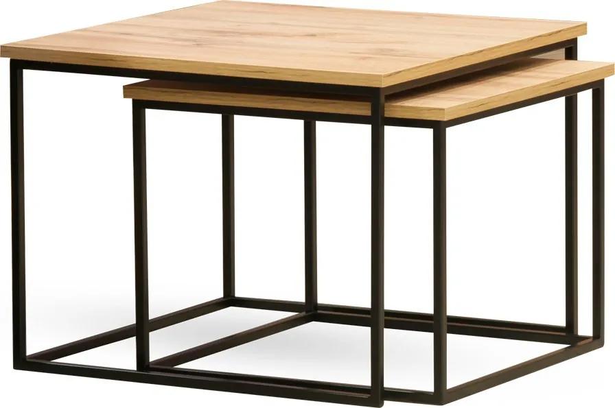 Stima Konferenční stolek L7 set 2 kusů, dub wotan/černý kov | Odstín: beton světlý
