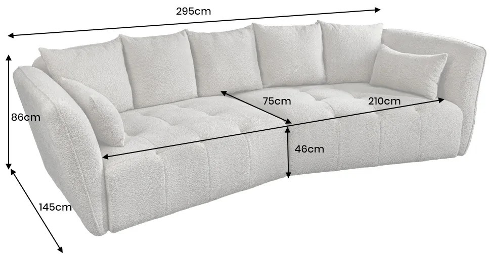 Designová sedačka Wellington 295 cm šedá