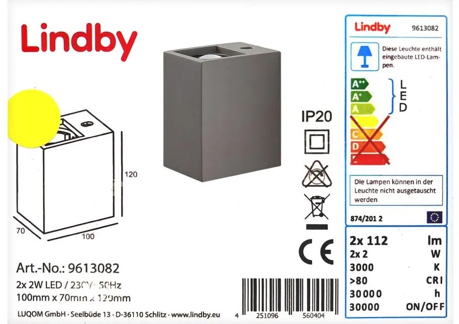 Lampenwelt - LED Nástěnné svítidlo CATALEYA 2xLED/2W/230V