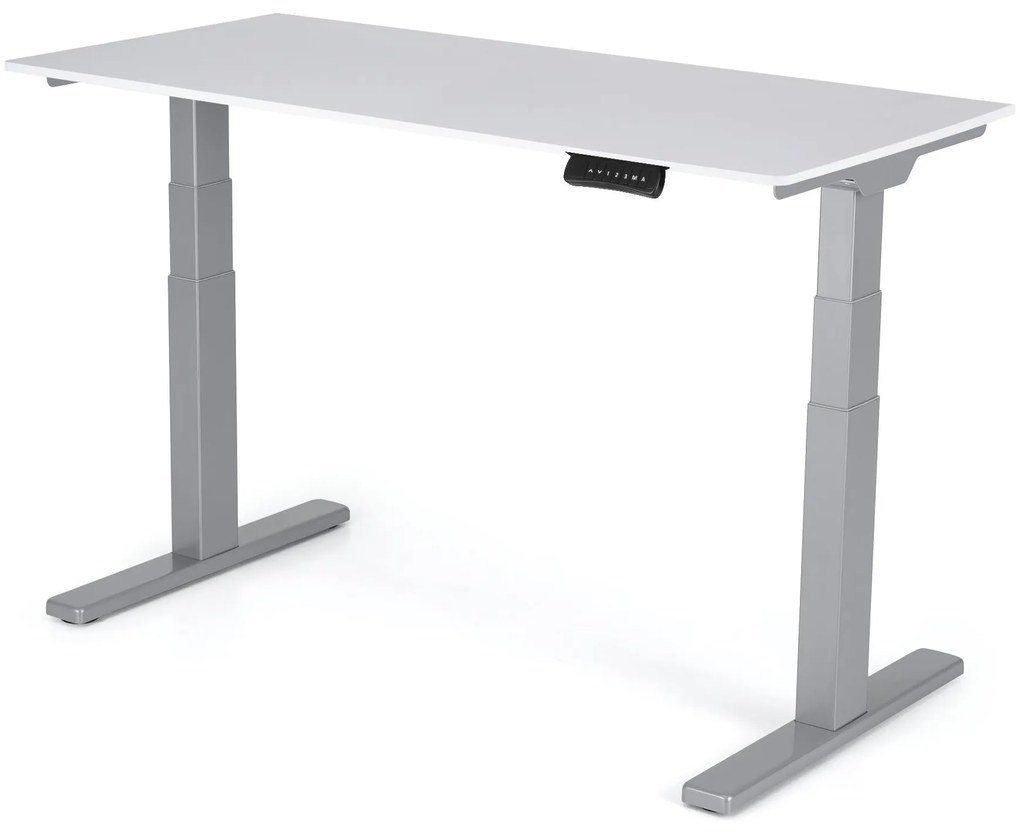 Výškově nastavitelný stůl Liftor 3segmentové nohy premium šedé,   deska 1380 x 650 x 18 mm bílá