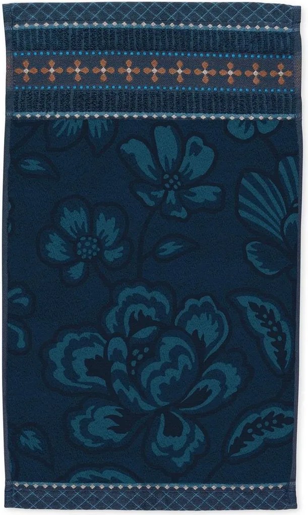 Pip Studio ručníky z bavlněného froté Jasmine Jacquard, tmavě modré (Luxusní ručníky z bavlněného froté v designu Jasmine Jacquard v tmavě modré)