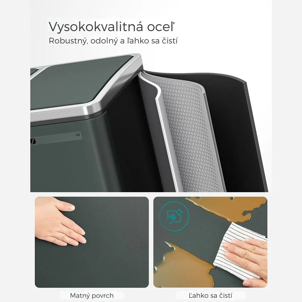 Koš na třídění odpadu SORT 54 l (3×18 l), antracitová/stříbrná SongmicsHome