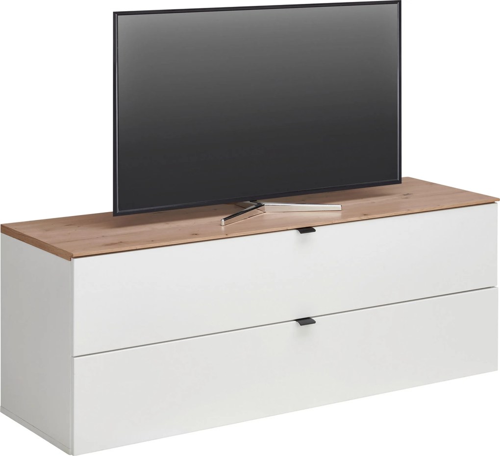 XXXLutz KOMODA POD TELEVIZI, bílá, dub artisan, 140/62/44 cm Hom`in - Komody bílé - 002737044114