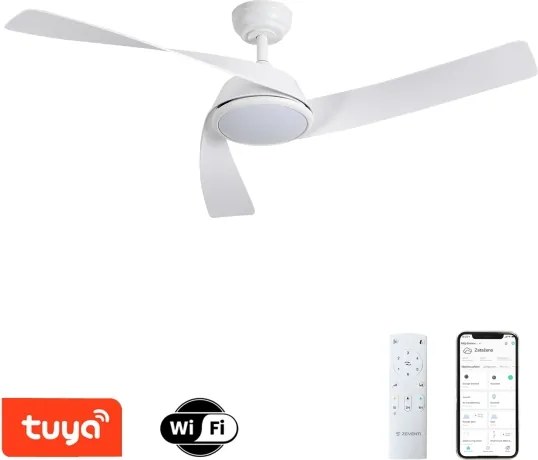 ZEVENTI - LED Stropní ventilátor AERYS LED/24W/230V Wi-Fi Tuya bílá + DO