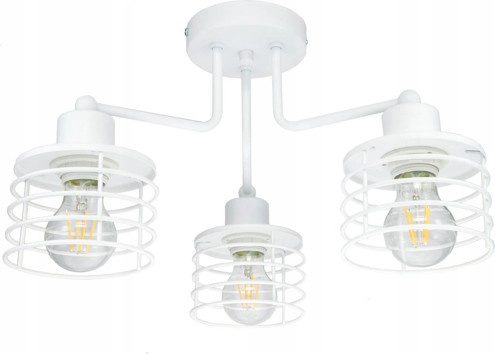 Stropní Svítidlo Loft Bílé Edison Led Košík Drátěnka Závěsný Lustr E27