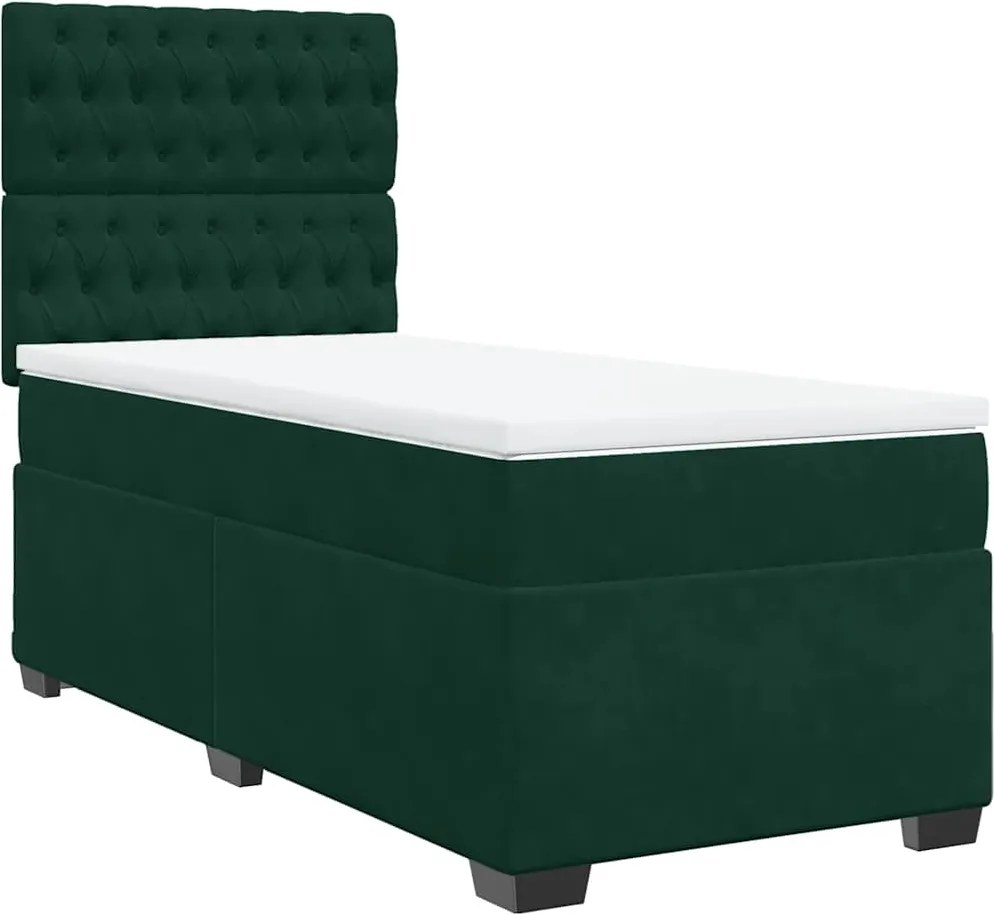 Box spring postel s matrací tmavě zelená 100x200 cm samet 3290843