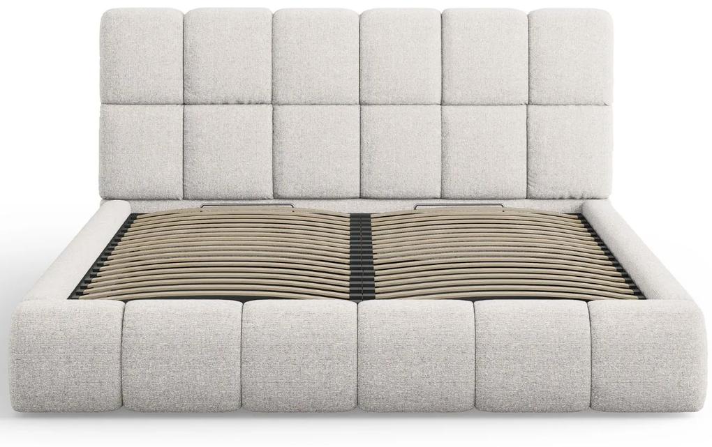 Světle šedá čalouněná dvoulůžková postel MICADONI Bellis 180 x 200 cm