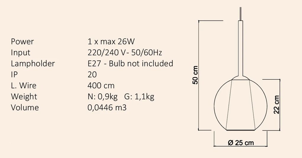 Sikrea Závěsné svítidlo EMY Ø25 cm, 1xE27 Barva skla: Petrolejová, Barva montury: Matná černá, Typ montury: Zápustná
