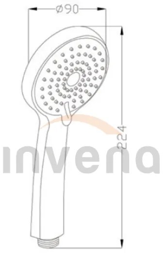Invena Dafni, 3-funkční ruční sprchová hlavice kulatá, chrom-bílá, INV-AS-02-002-X