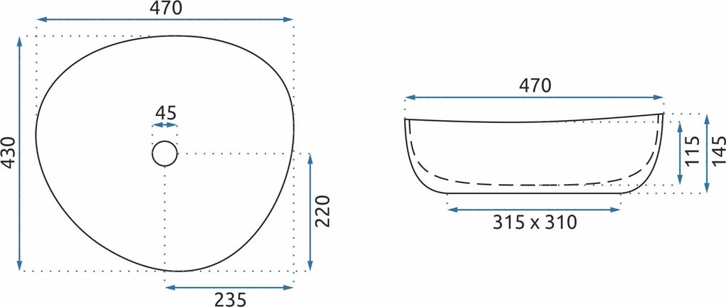 Rea Andrea umyvadlo, 48 x 43 cm, bílá, REA-U6333