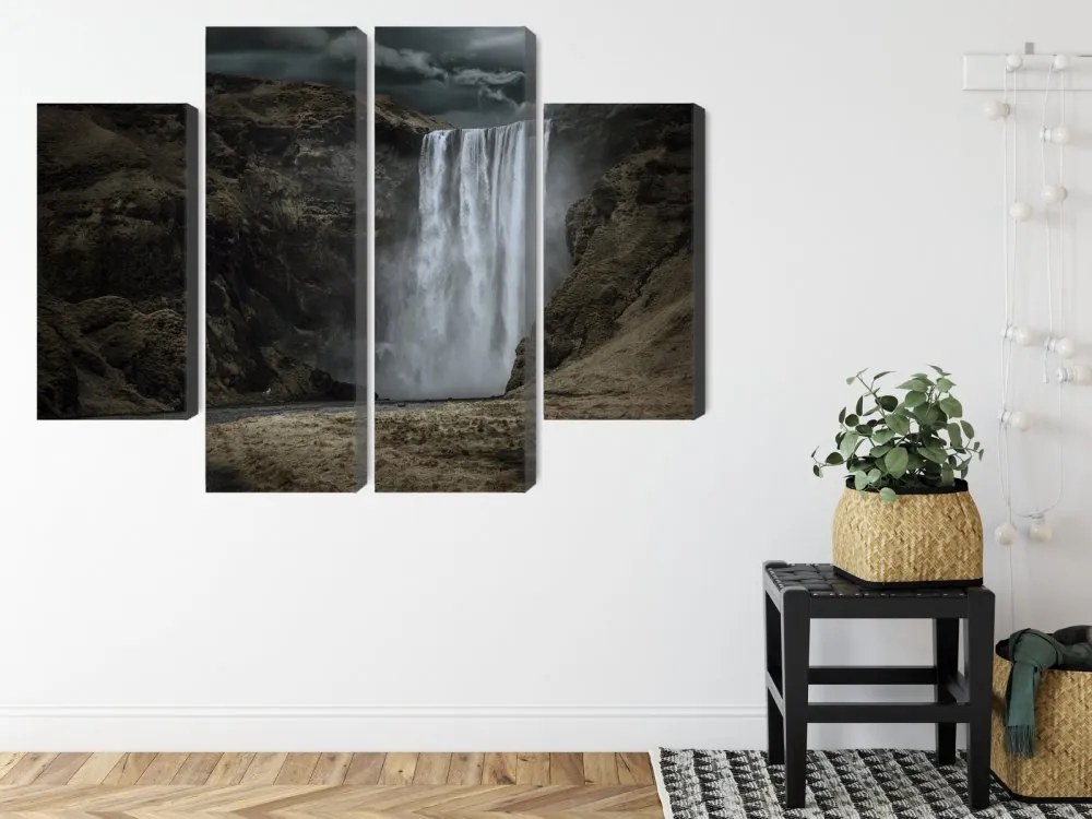 Vícedílný obraz Majestátní Vodopád Skógafoss Nedostatek Nedostatek Přírodní plátno 200x150