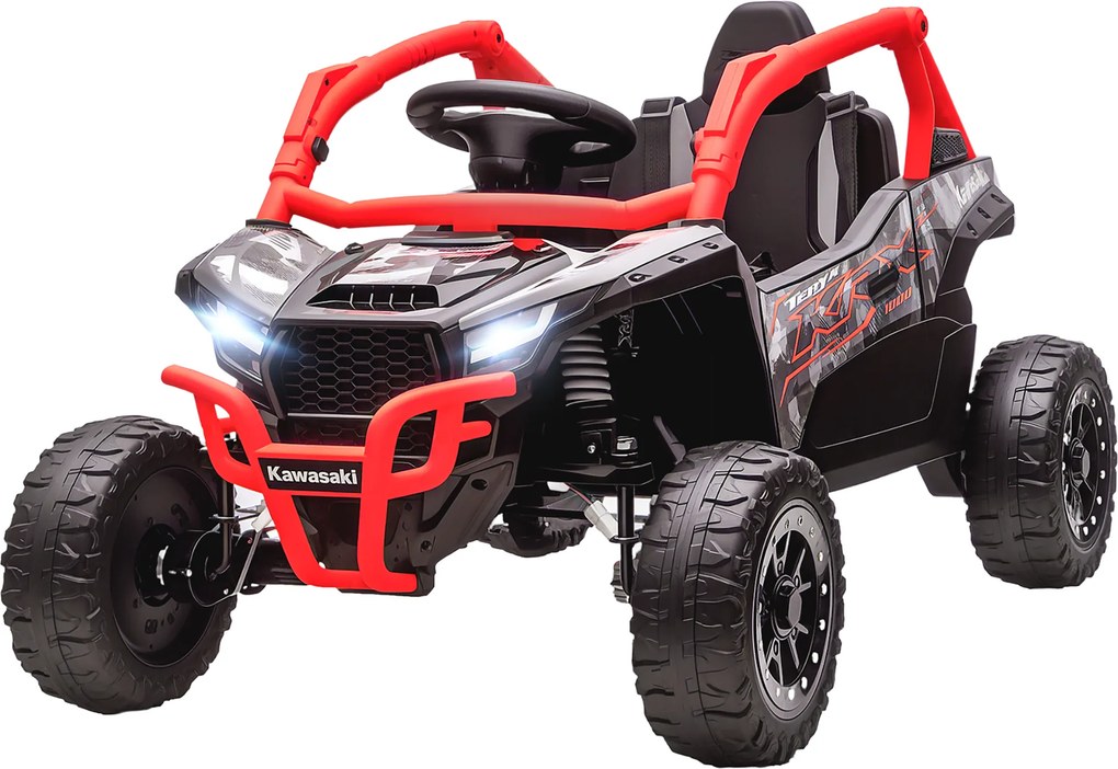 AIYAPLAY Elektrické dětské auto 12V s licencí Kawasaki Teryx KRX 1000 Dálkové ovládání Zadní odpružení červená