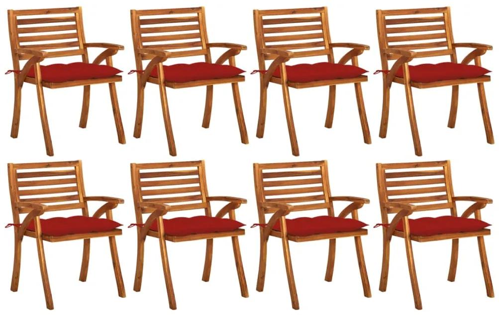 Zahradní židle s poduškami 8 ks masivní akáciové dřevo,  3075222
