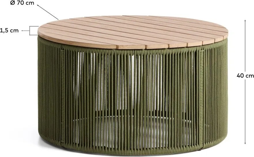 Kulatý zahradní konferenční stolek s deskou z akácie ø 70 cm Dandara – Kave Home