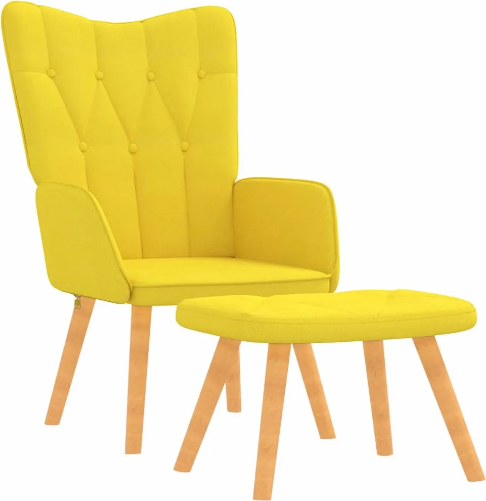 Relaxační křeslo se stoličkou hořčicově žluté textil 327541