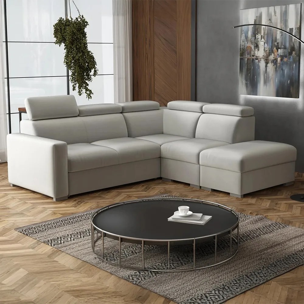 Sedací souprava PEDRO L | 250x230 cm | rozkládací + 2x úložný prostor | polohovatelné záhlavníky | VÝBĚR TKANIN