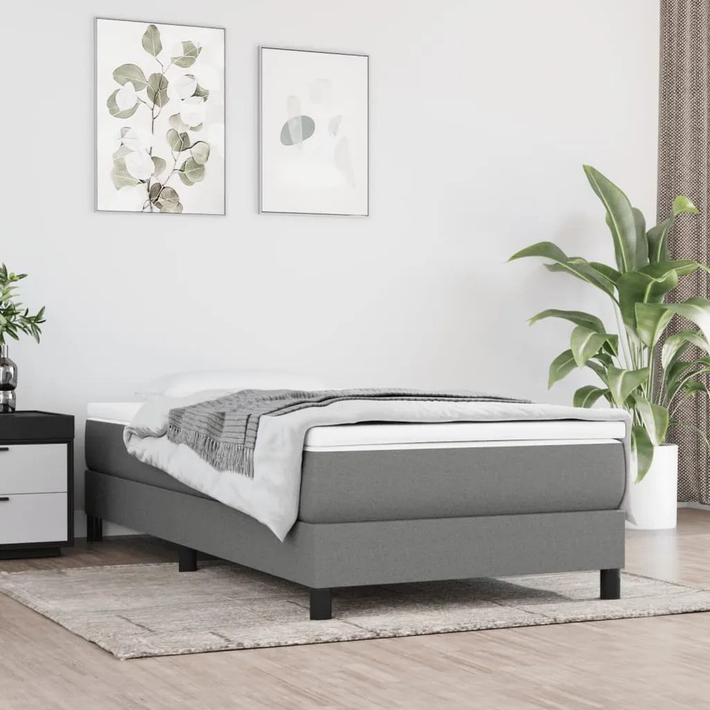 Rám postele s boxspringem tmavě šedý 90 x 200 cm textil 3120485