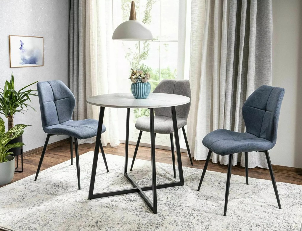 Jídelní stůl Luna 90 cm bílý mramor/černý
