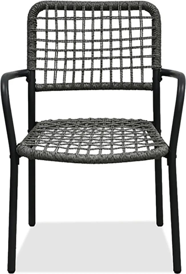 Balkónový set 1+2, stůl, židle umělý ratan barva antracit, kov antracit (58 x 57) cm