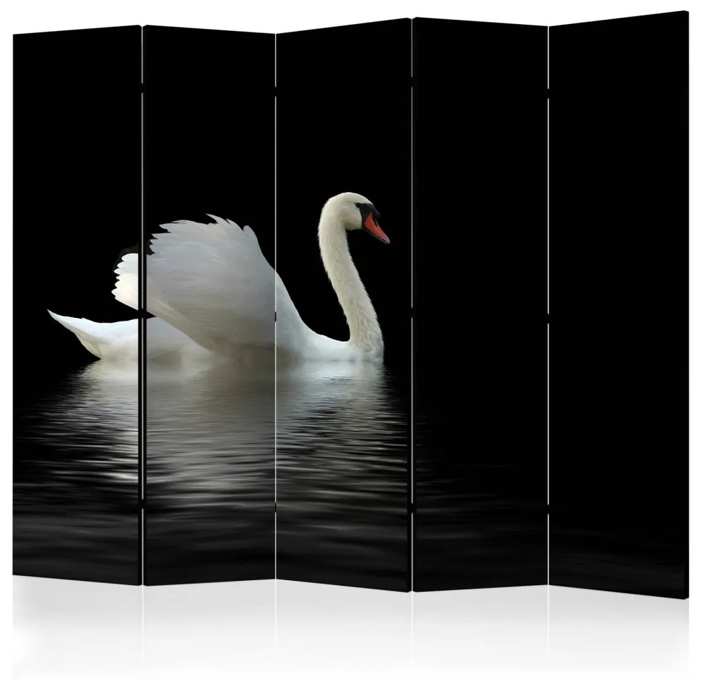 Paraván - swan (black and white) II [Room Dividers]