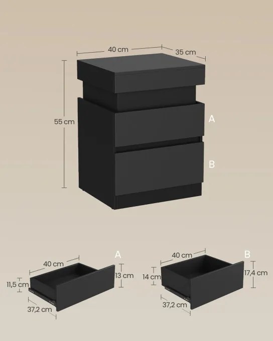 Set dvou nočních stolků KAILYN LET840BC01 (2 ks)