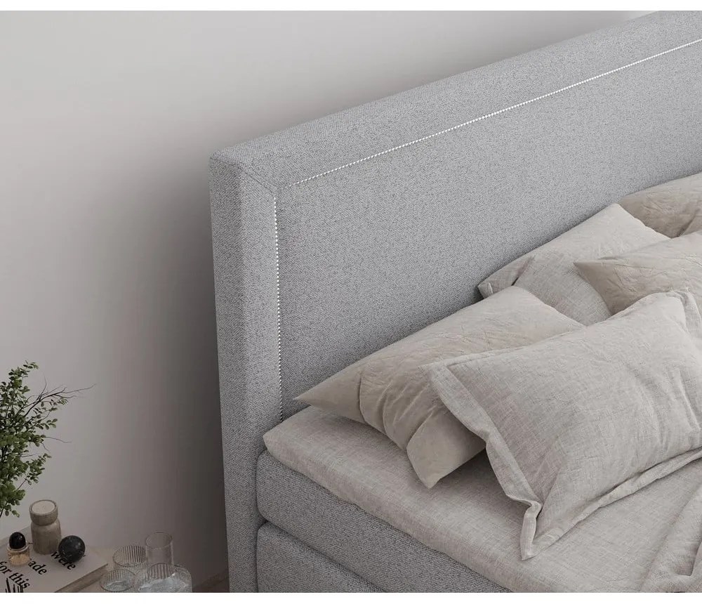 Světle šedá boxspring postel s úložným prostorem 160x200 cm Lavenda – Maison de Rêve