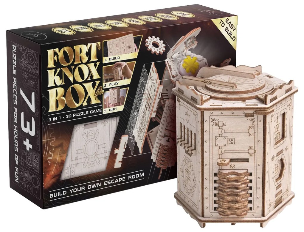 EscapeWelt 3D dřevěná skládačka hlavolamu Fort Knox Pro