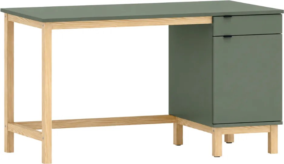 Psací stůl MODEL se šuplíkem a skříňkou do dětského pokoje Zvolte barvu: Šalvějově zelená s černým úchytem, Zvolte rozměr: 120x60 cm, Zvolte stranu: Levá