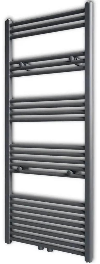 141894 vidaXL Šedý žebříkový radiátor na ručníky rovný ústřední topení 600 x 1424 mm
