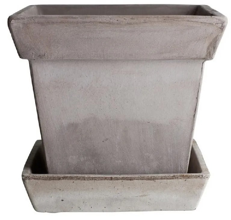 Květináč s podmiskou Gaia Square Grey 25 cm Bergs Potter