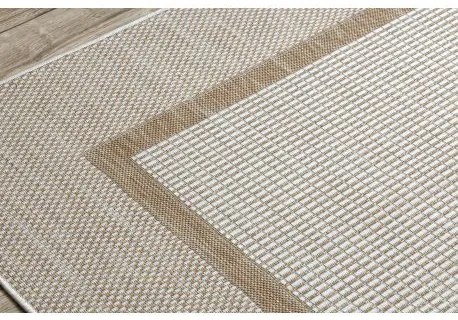 koberec SISAL SION Rám 21782 ploché tkaní ecru, béžová velikost 180x270 cm | krásné koberce cz