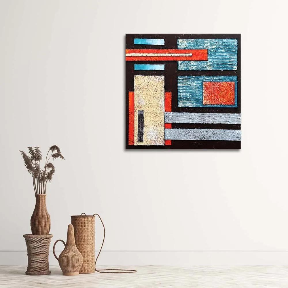 Obraz na plátně Abstraktní tyrkysová jako malovaná - 50x50 cm