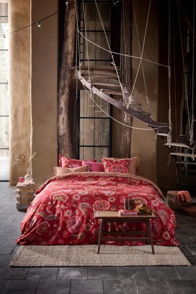 Pip Studio povlečení z broušeného kepru Matata červené 140x200 + 70x90 cm (Kvalitní povlečení z hřejivé bavlny se speciálně upraveným povrchem)