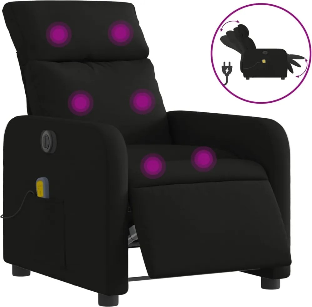 Elektrické masážní polohovací křeslo černé textil 3206692