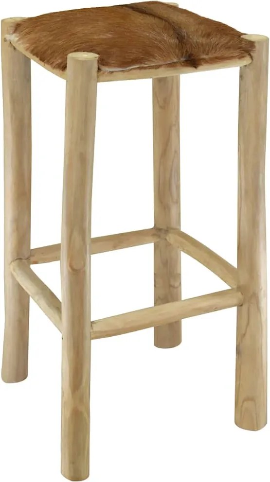Barová stolička kozí kůže a masivní teak 244544