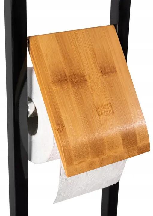 Rea - Tutumi, Bambusový koupelnový držák na toaletní papír a kartáč 391913, černá-hnědá, HOM-10004