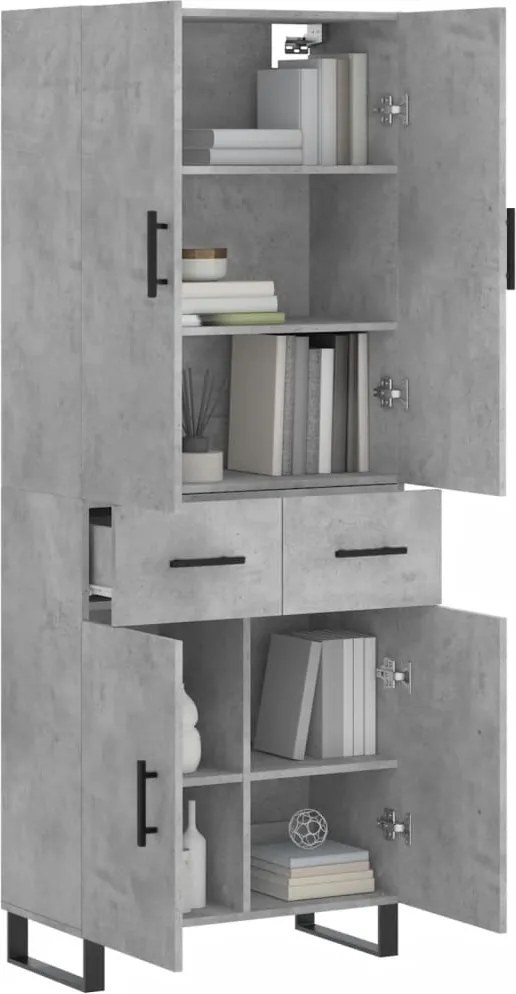 Skříň highboard betonově šedá 69,5x34x180 cm kompozitní dřevo 3198173