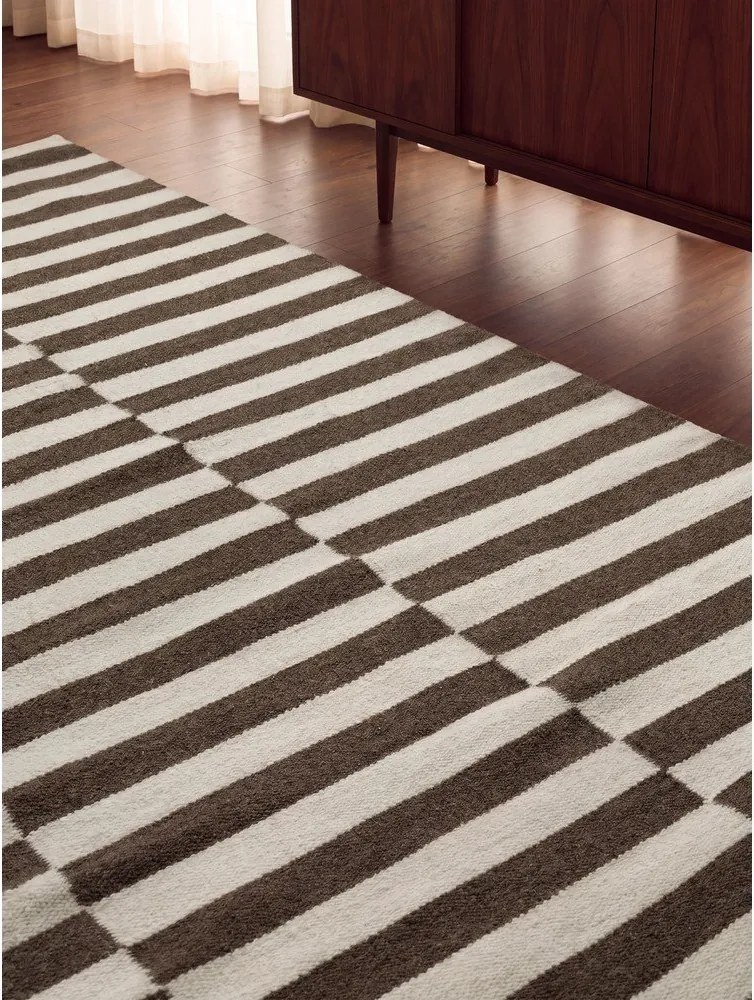 Bílý/hnědý oboustranný/ručně tkaný vlněný koberec 200x300 cm Vika – Hanse Home