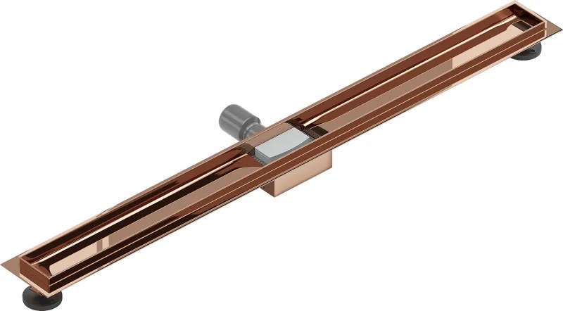 Mexen Flat, lineární podlahový žlab 90 cm, růžové zlato, 1615090