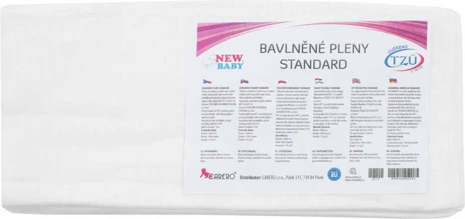 Bavlněné pleny NEW BABY 70x80 cm STANDARD 10 ks