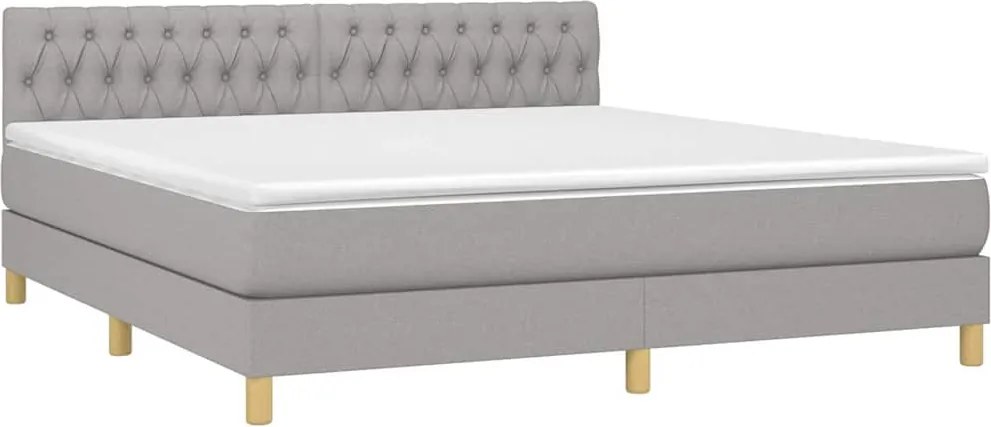 Box spring postel s matrací a LED světle šedá 180x200 cm textil 3133973