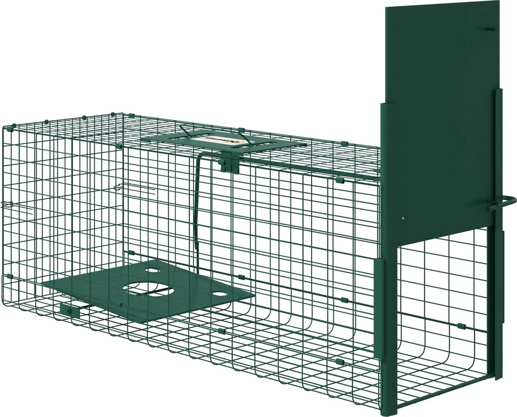 Outsunny Záchytná past na živé zvířata z oceli s 1 vchodem pro potkany a myši rozměr 80L x 25W x 30H cm tmavě zelená