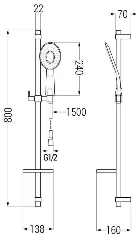 Mexen sprchový set DQ73, černá, 785734581-70