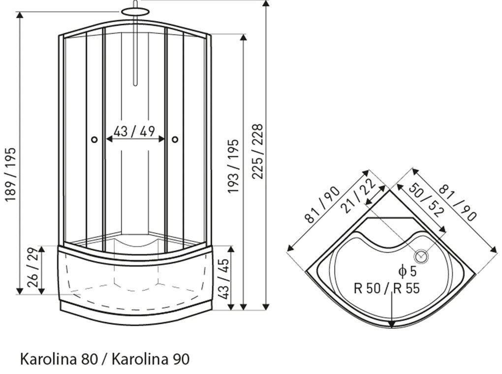 Novoterm Hydromasážní box NV-Karo 90x90 černý