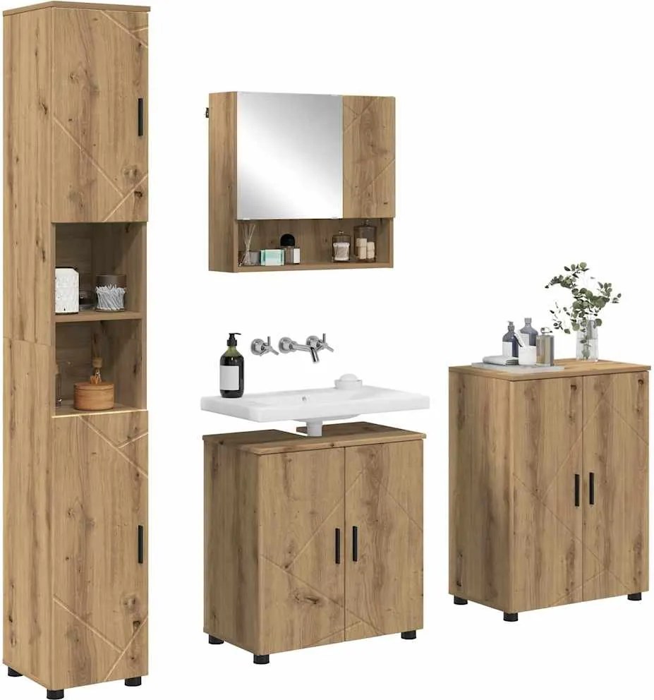 Sada koupelnového nábytku 4 ks Artisanový dub 61 x 35 x 64 cm 3393012
