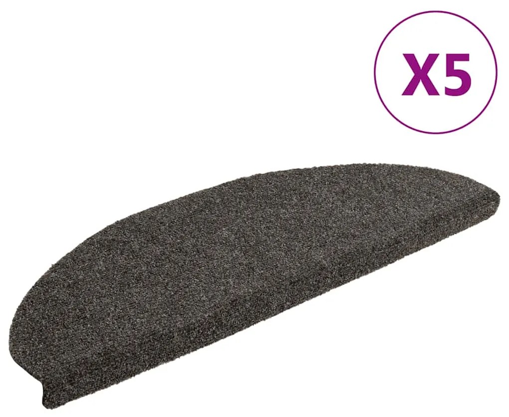 Schodové rohože samolepicí 5 ks 65 x 21 x 4 cm antracitové, půlkulaté, velké 149714