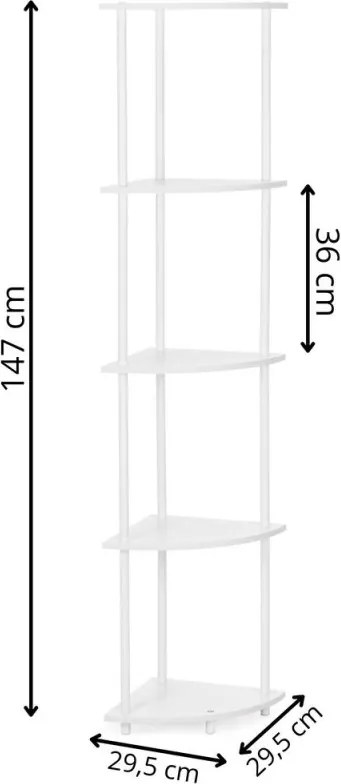 Rohový policový regál SPRINGOS HA7547 bílý